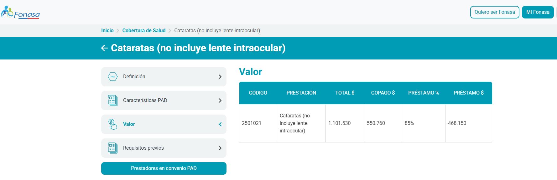 Bono PAD Fonasa: ¿Cuánto cuesta operarse de cataratas? - Meganoticias